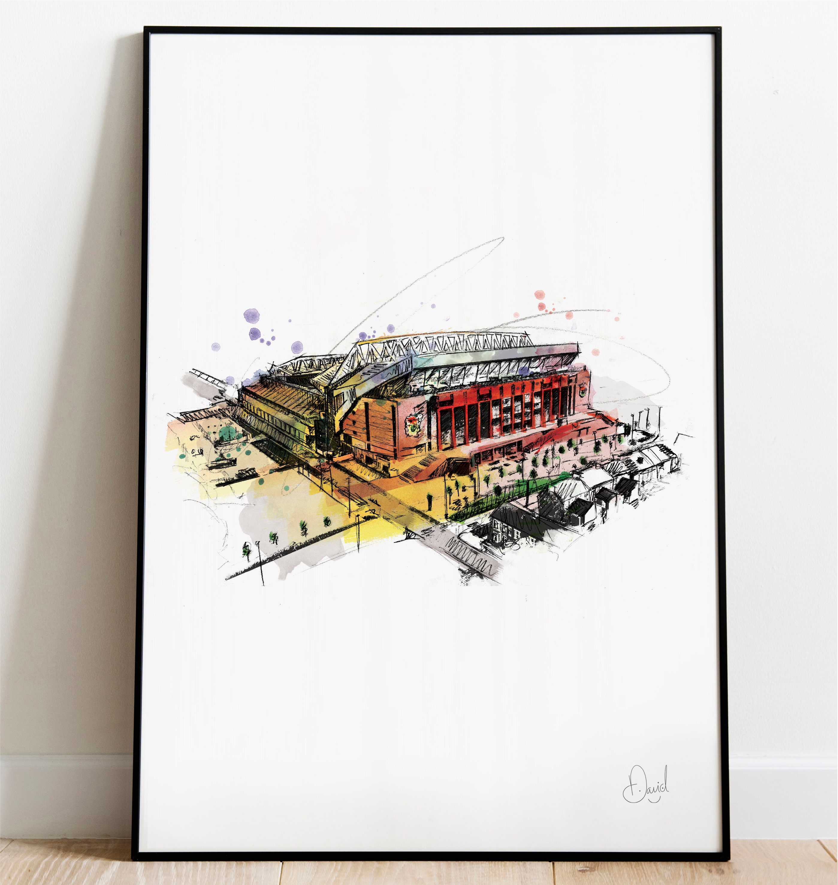 Liverpool FC Anfield Art Print, Illustration, Drawing, Watercolour ...