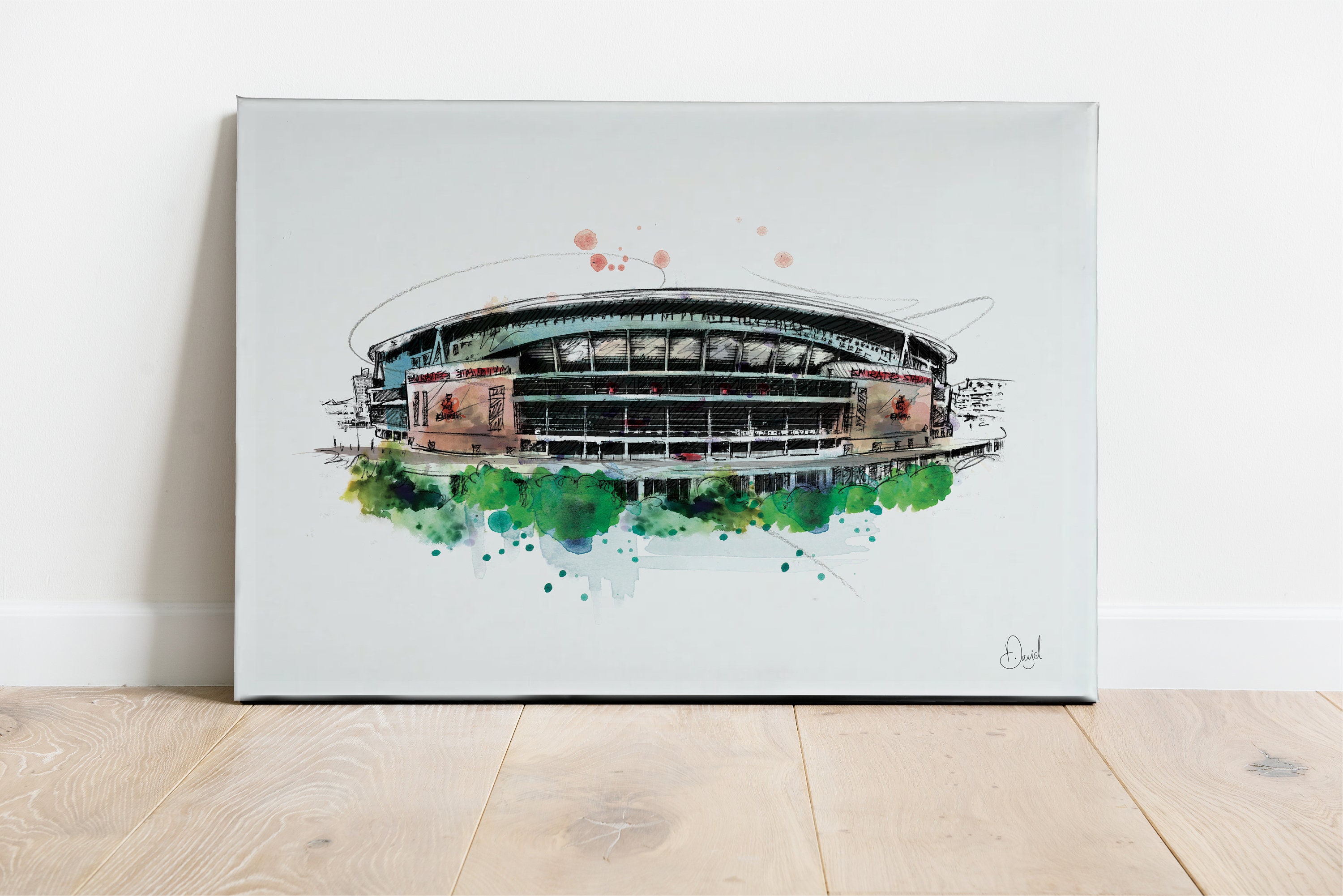 Arsenal Emirates Stadium , Art Print, Illustration, Drawing ...