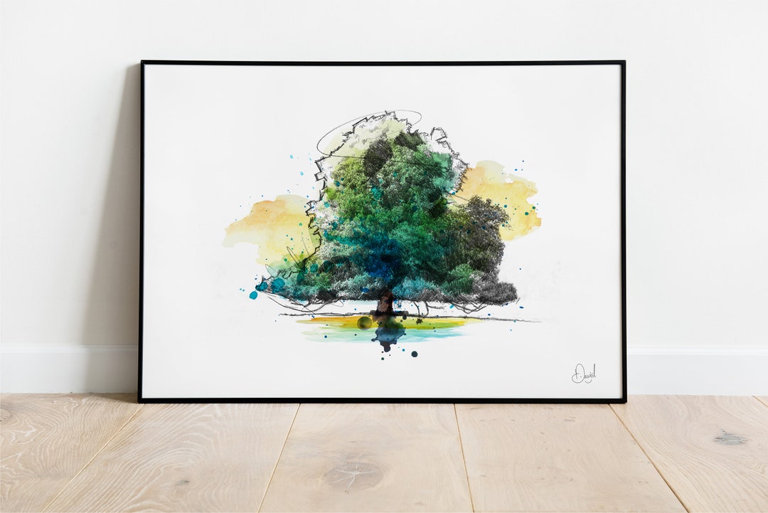 Tree Art Print, American Chestnut Tree Illustration, Botanical Drawing ...