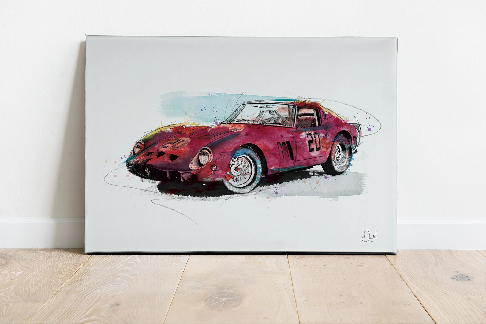 Ferrari 250 GTO Coupe Classic Car Art Print, Illustration, Drawing ...