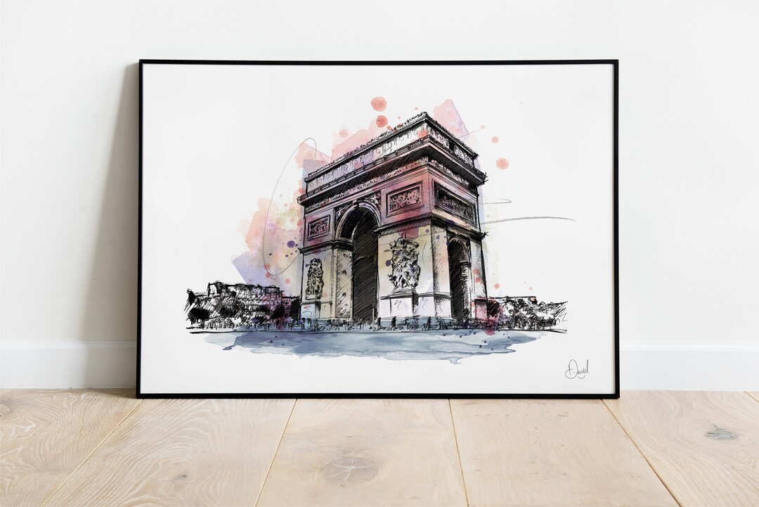 Arc De Triomphe Art Print, Paris Poster, France Illustration, Drawing ...