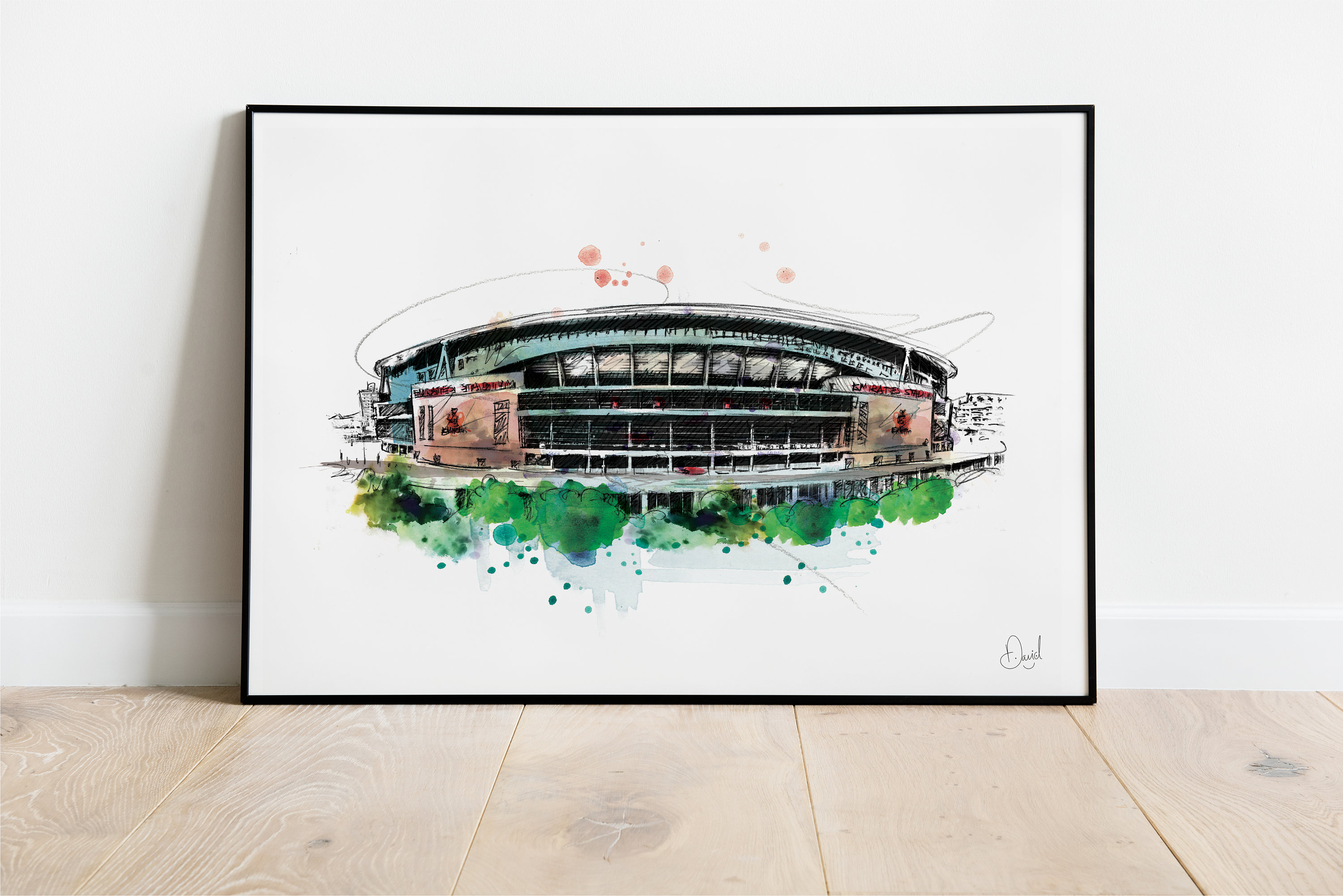 Arsenal Emirates Stadium , Art Print, Illustration, Drawing ...