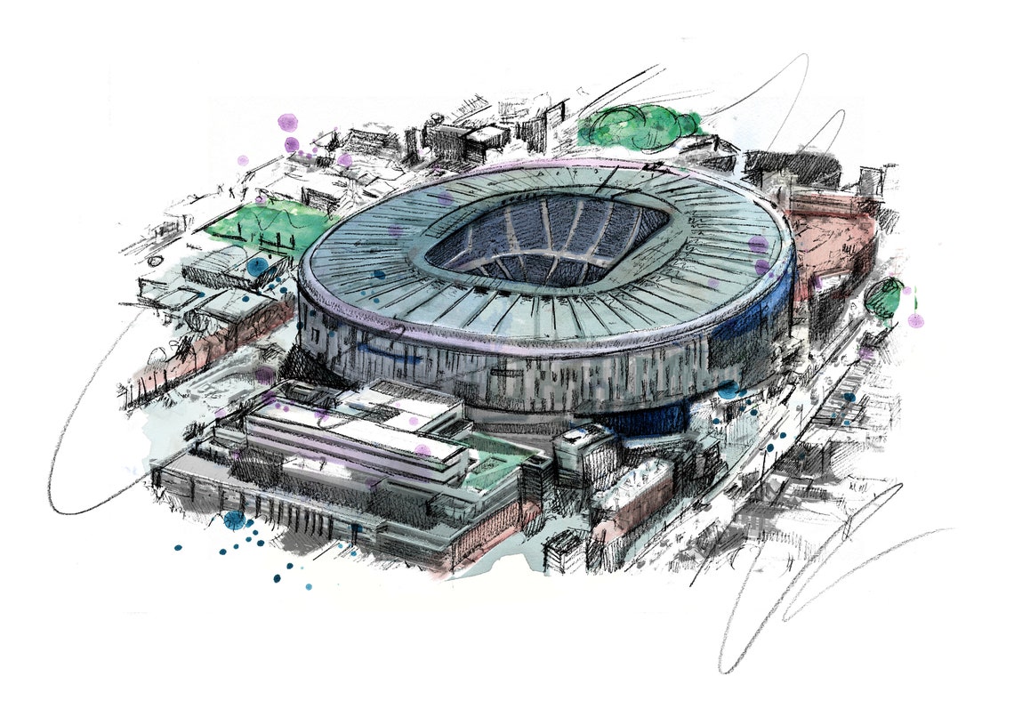 Tottenham Hotspur Stadium Art Print Illustration Drawing - Etsy