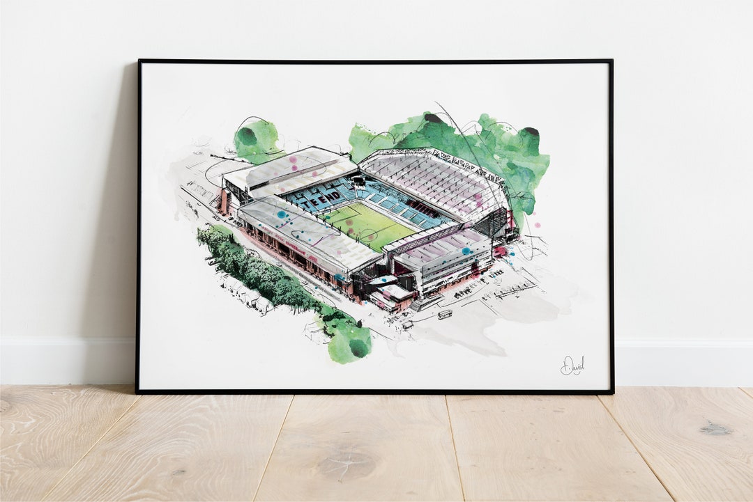 Aston Villa, Villa Park, Football Ground, Art Print, Illustration ...