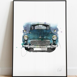 Morris Minor Classic Car Art Print, Classic Car, Vintage Car ...