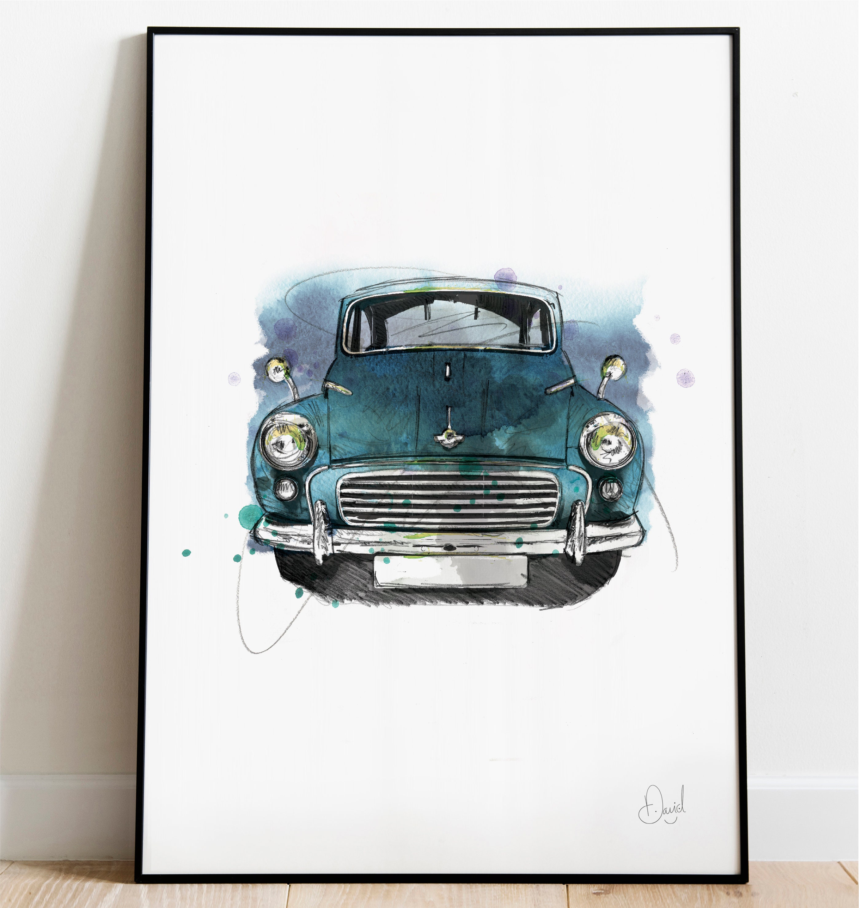 Morris Minor Classic Car Art Print, Classic Car, Vintage Car ...
