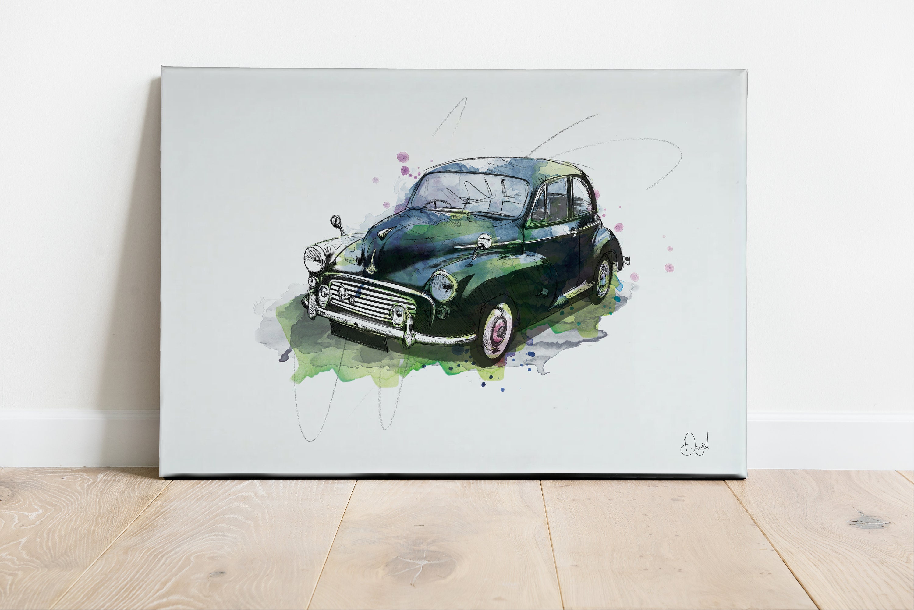 Morris Minor Classic Car Art Print, Classic Car, Vintage Car ...