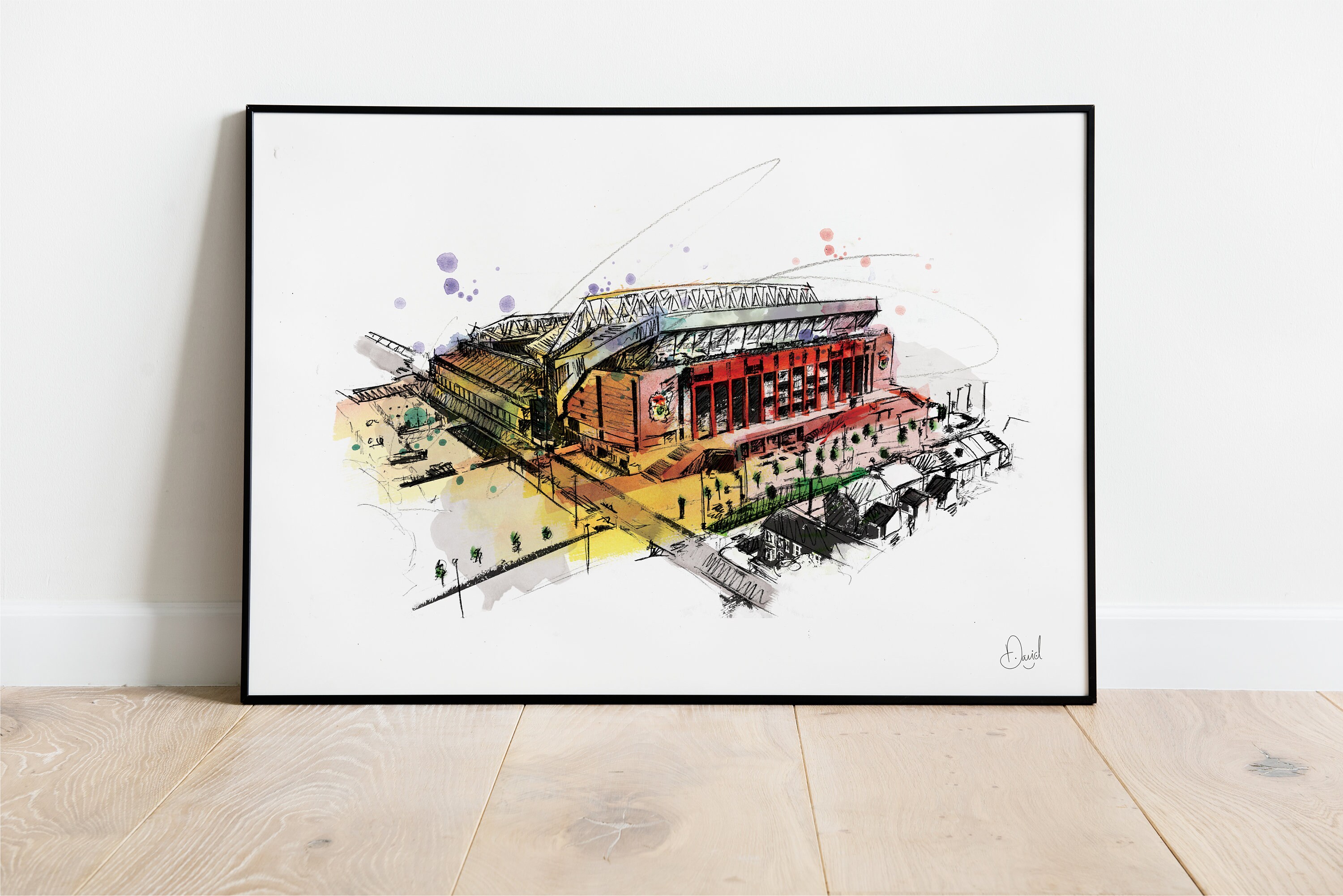 Liverpool FC Anfield Art Print, Illustration, Drawing, Watercolour ...