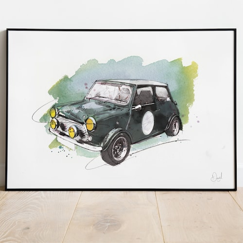 Classic Mini Cooper Art Print Mini Illustration Mini - Etsy