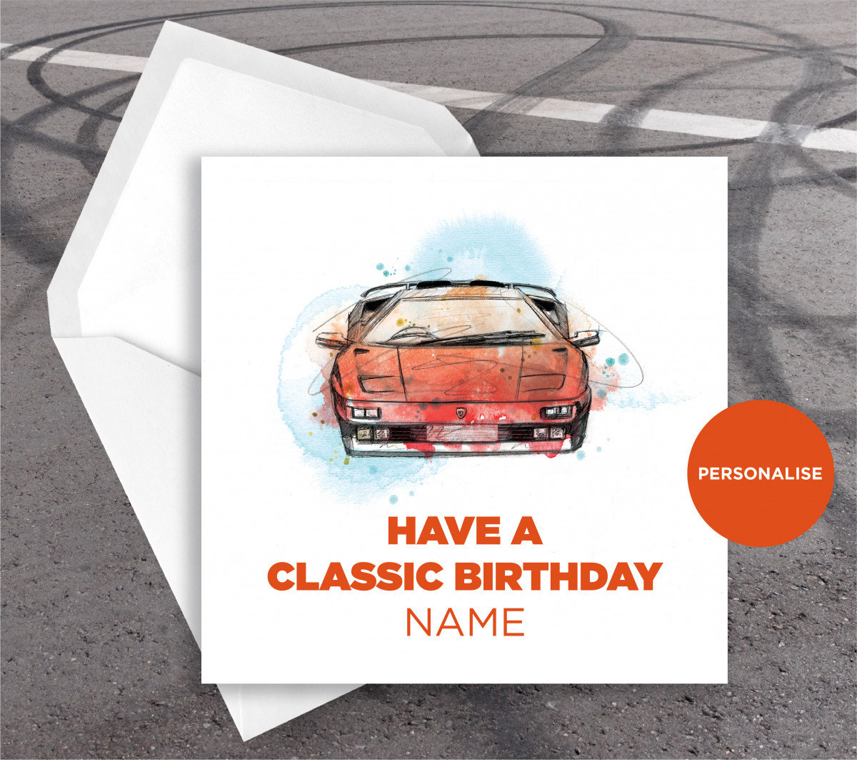 Lamborghini Diablo Birthday Card - Classic Car Birthday Card ...
