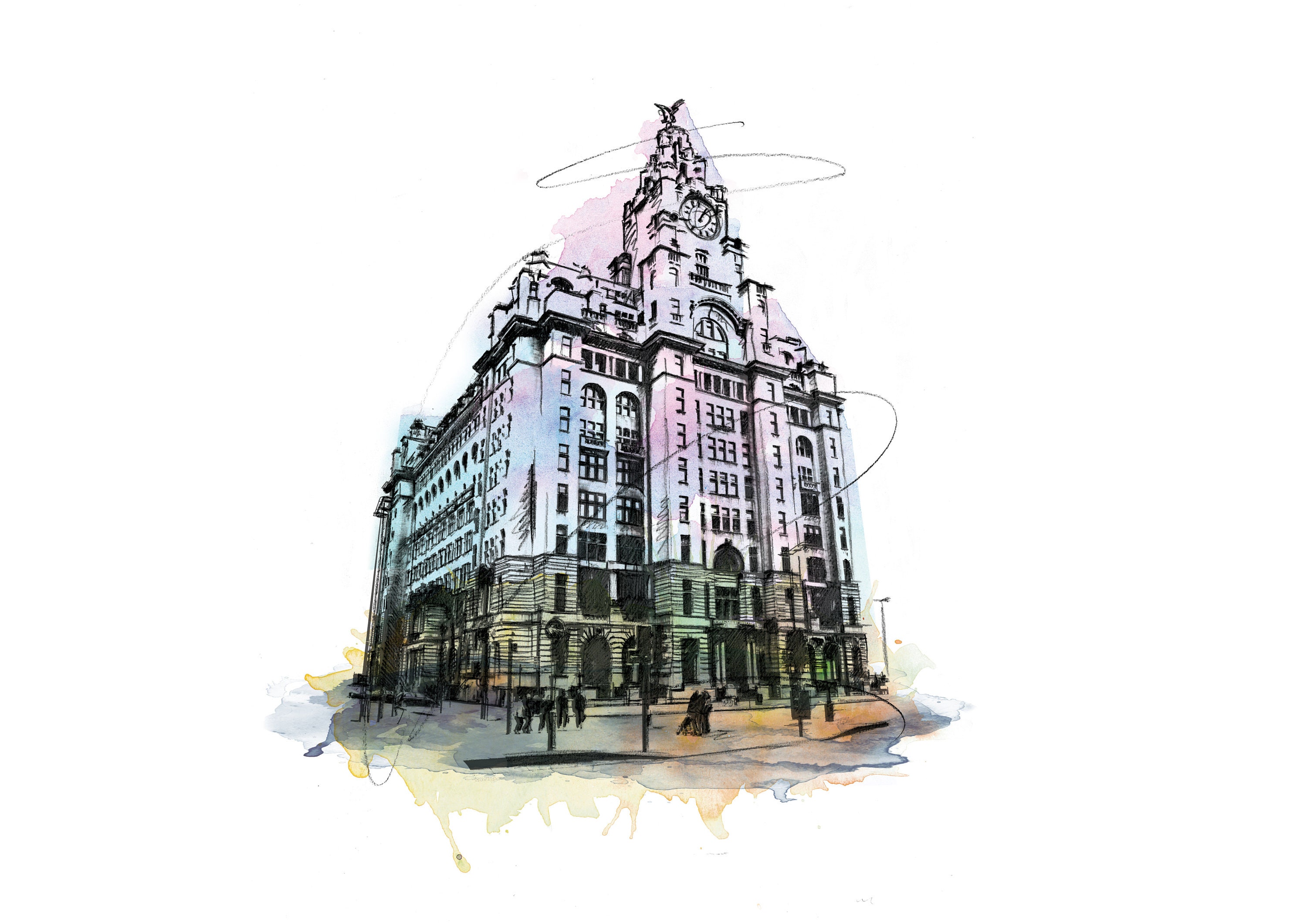Liver Building Art Print, Liverpool Illustration, Liverpool Drawing ...