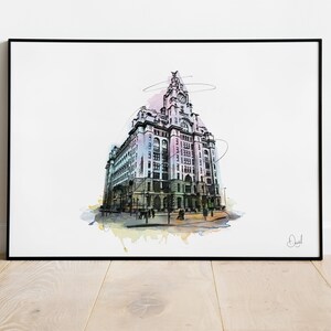 Liver Building Art Print, Liverpool Illustration, Liverpool Drawing ...