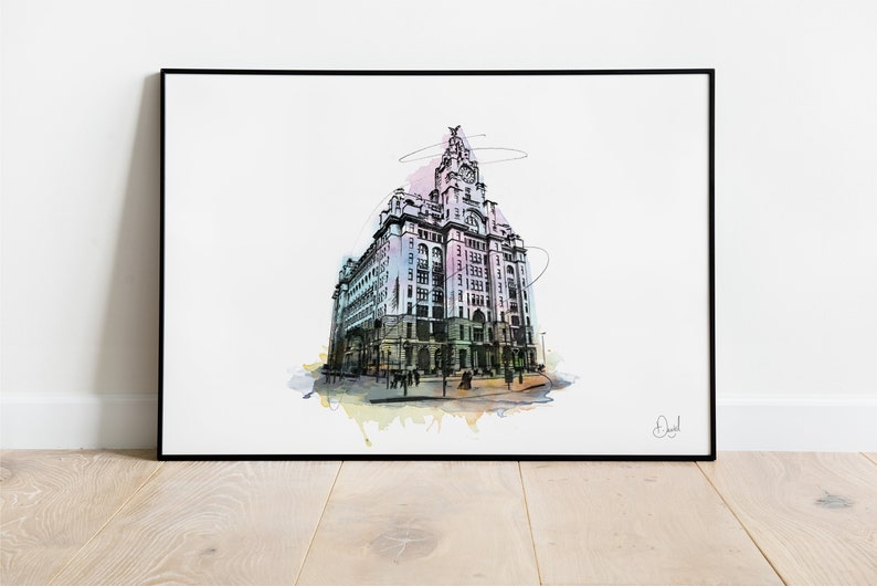 Liver Building Art Print, Liverpool Illustration, Liverpool Drawing ...