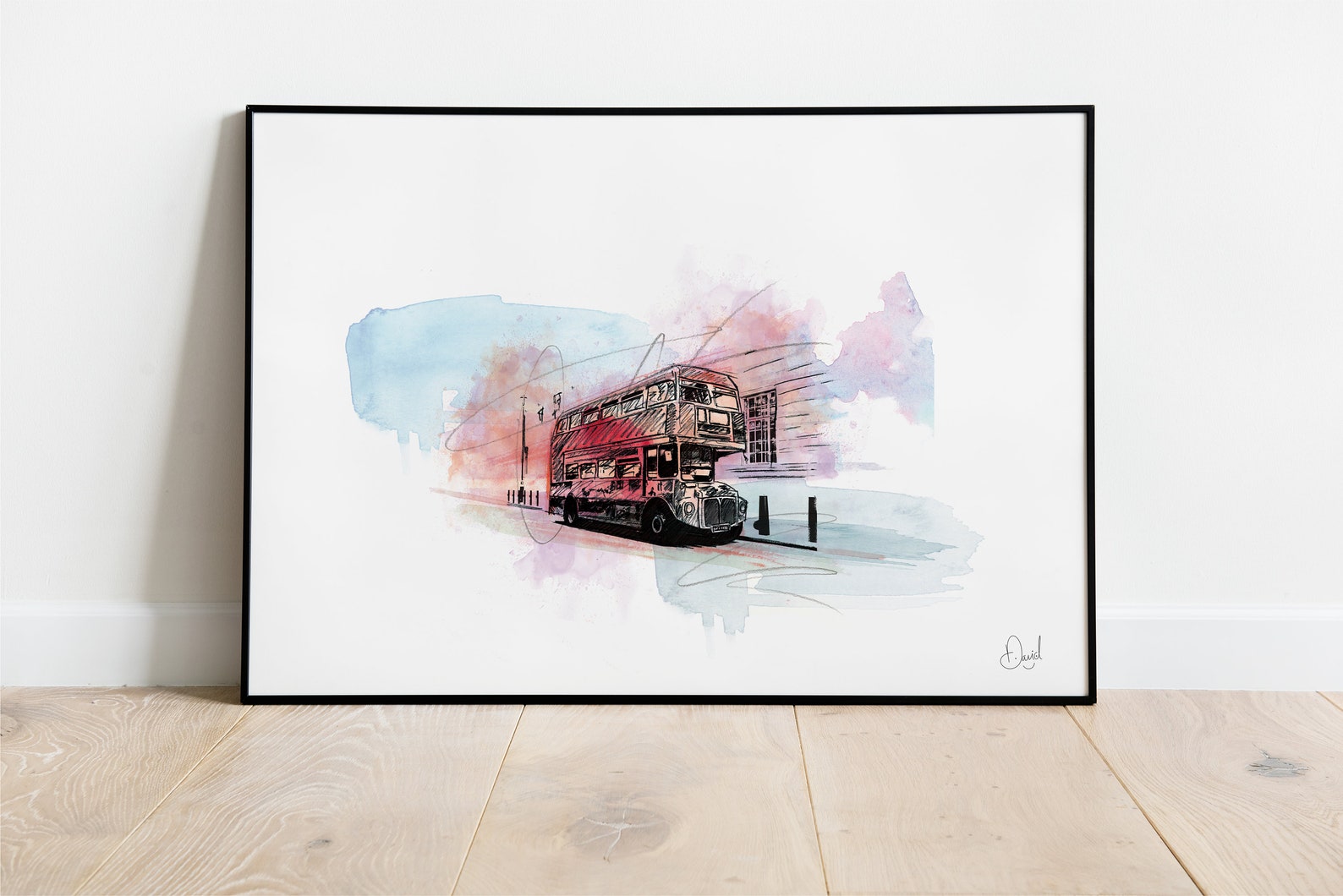 Gs London Bus Art Print, Routemaster Illustration, Bus Drawing ...