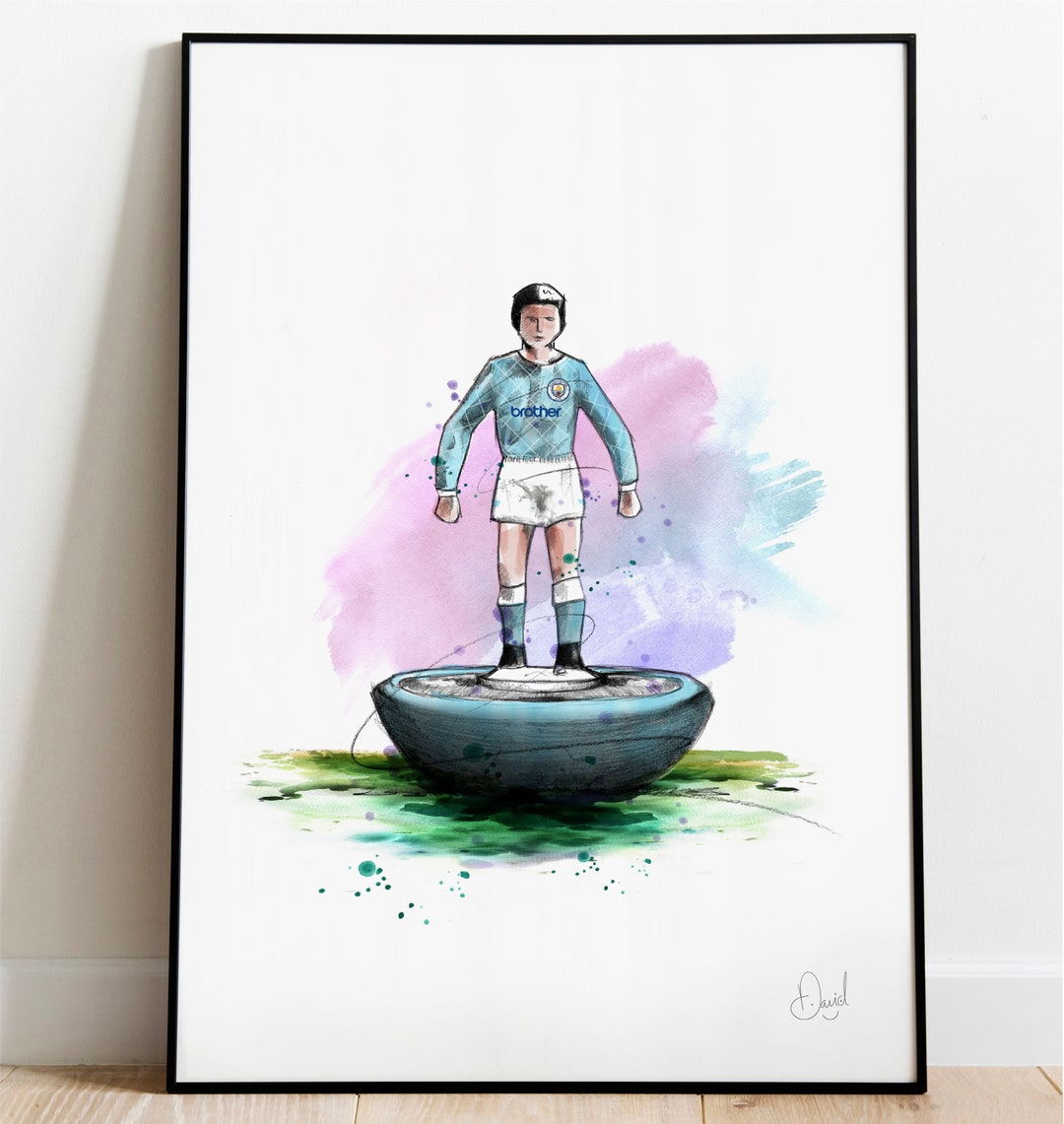 Manchester City Subbuteo Art Print, Manchester City Drawing, Man City ...