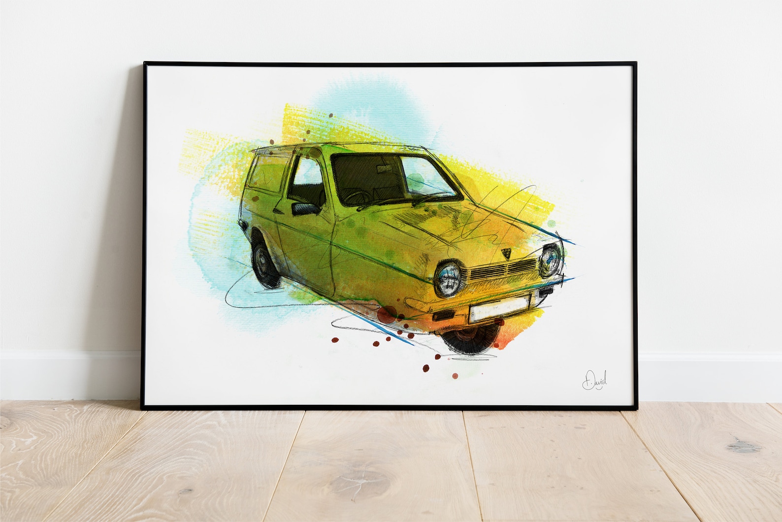 Reliant Robin Art Print, Mini Illustration, Reliant Robin Drawing ...