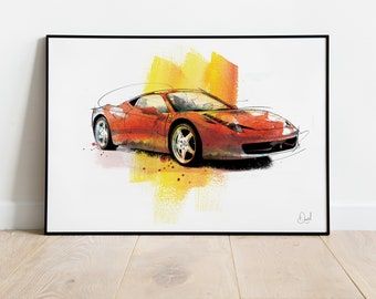 Ferrari Testarossa Classic Car Art Print Illustration - Etsy