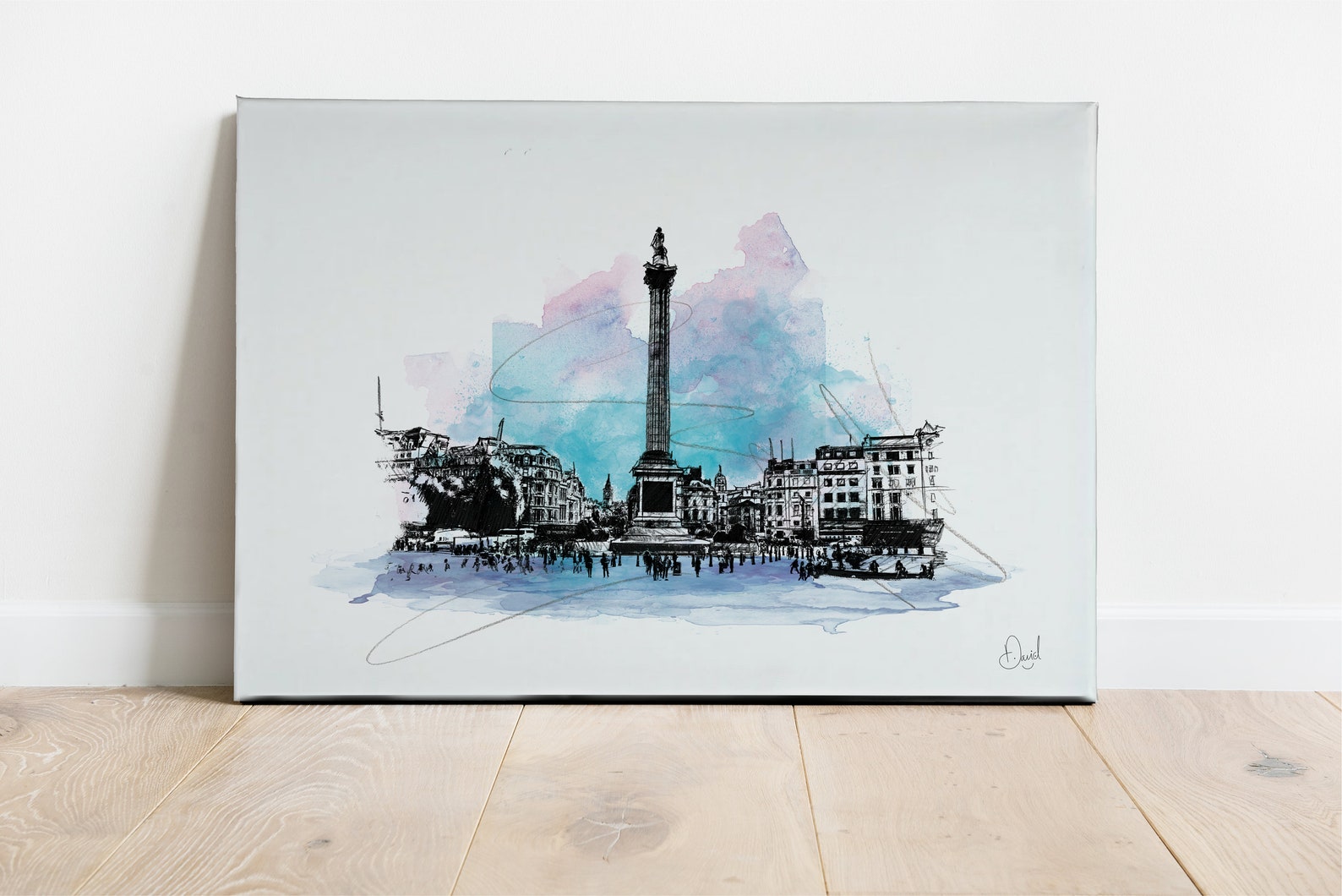 Trafalgar Square Art Print, London Illustration, London Drawing ...