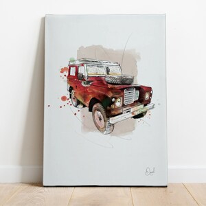 Land Rover Defender Art Print, Classic Car, Vintage Car, Illustration ...