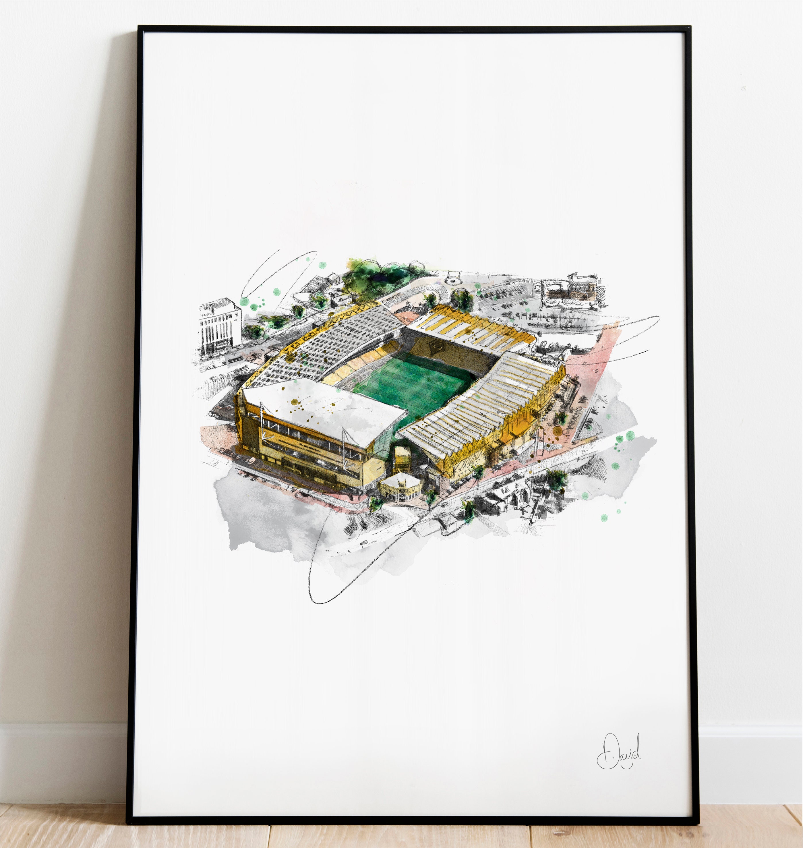 Wolverhampton Wanderers Molineux Stadium, Art Print, Illustration ...