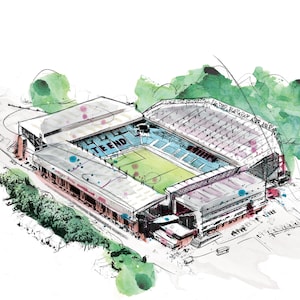 Aston Villa, Villa Park, Football Ground, Art Print, Illustration ...