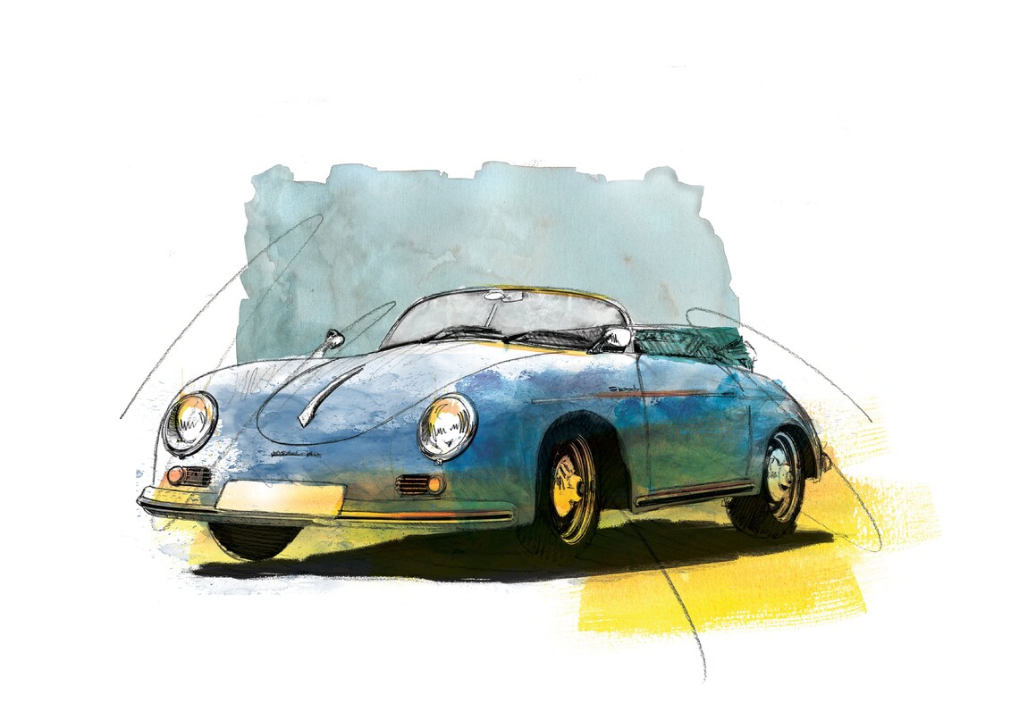 Porsche 356 Speedster Art Print Classic Car, Vintage Car, Art Print ...