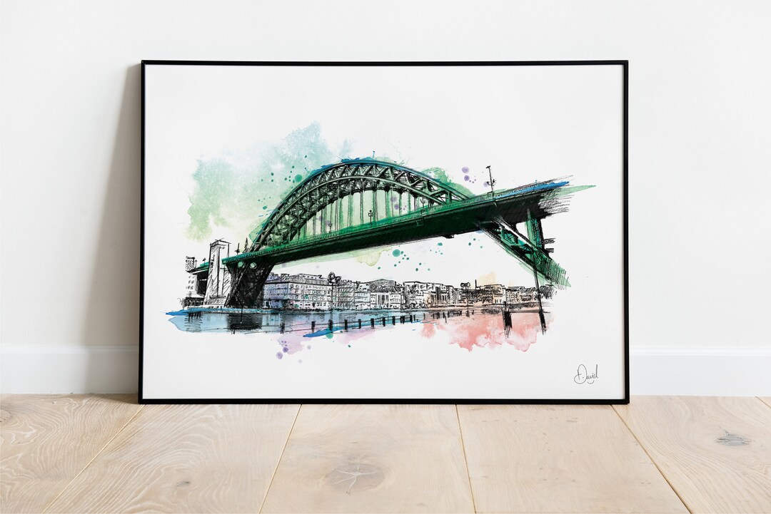 Tyne Bridge Newcastle Art Print, Newcastle Illustration, Drawing ...