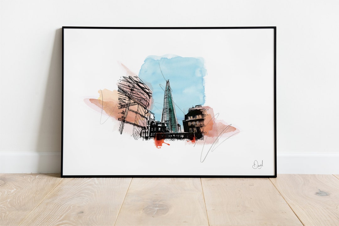 The Shard Art Print, London Illustration, London Drawing, Watercolour ...