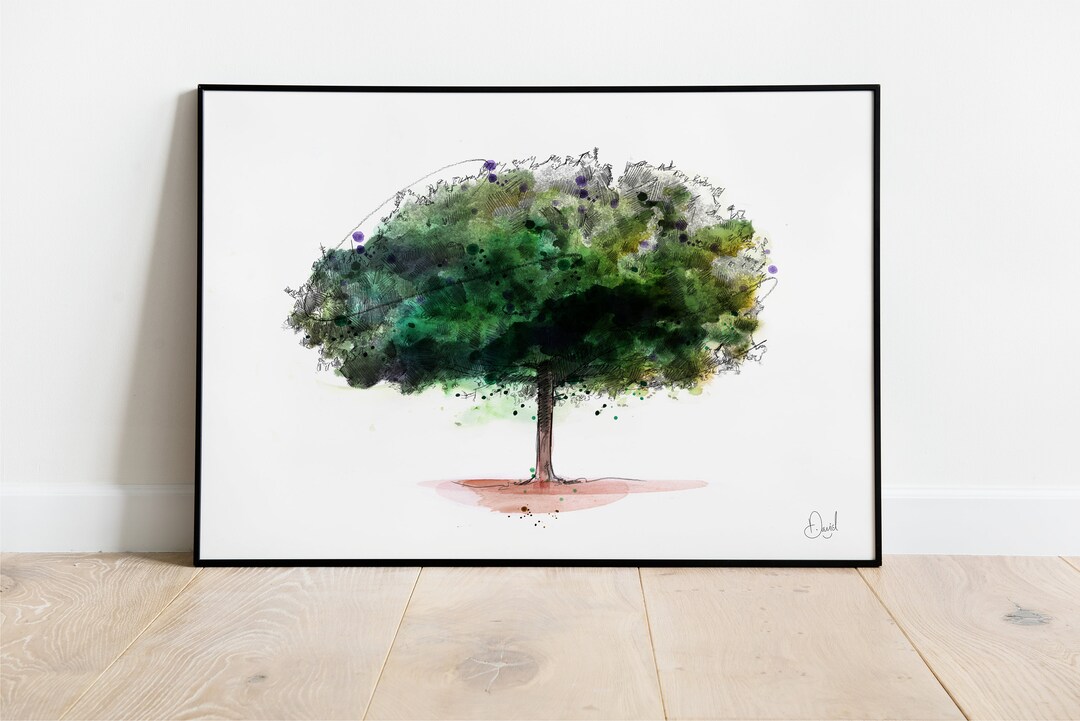 Tree Art Print, Chestnut Tree Illustration, Botanical Drawing ...