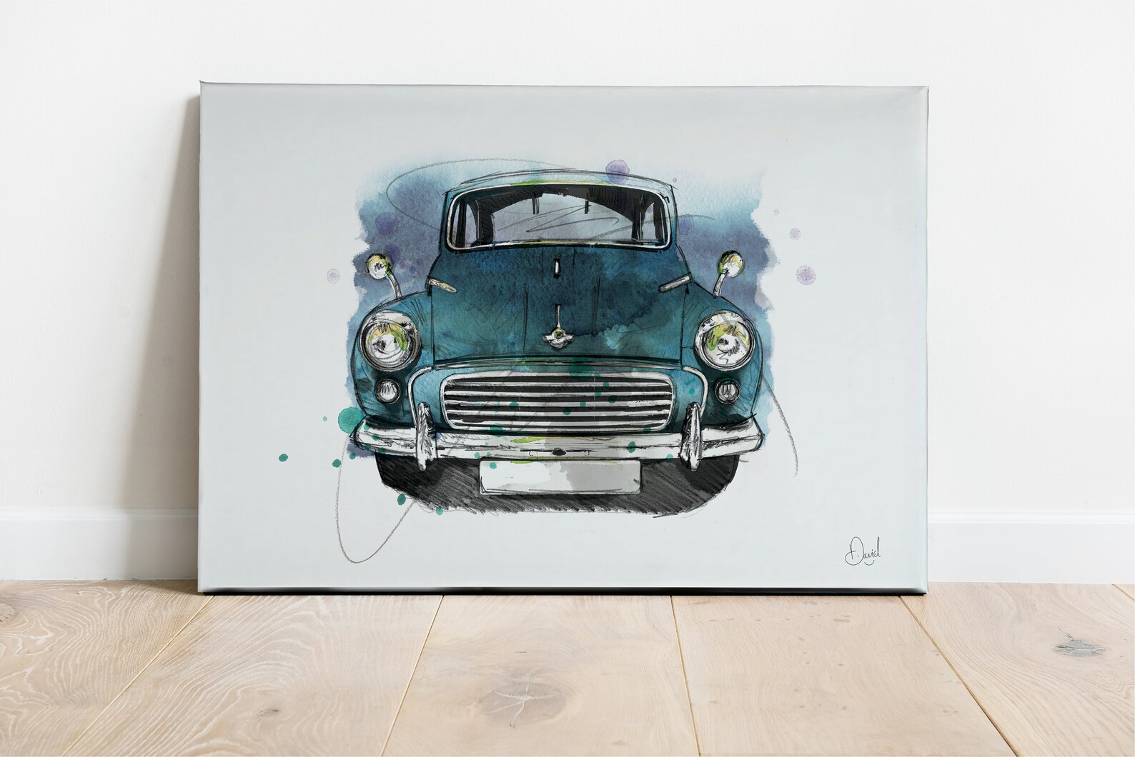 Morris Minor Classic Car Art Print, Classic Car, Vintage Car ...