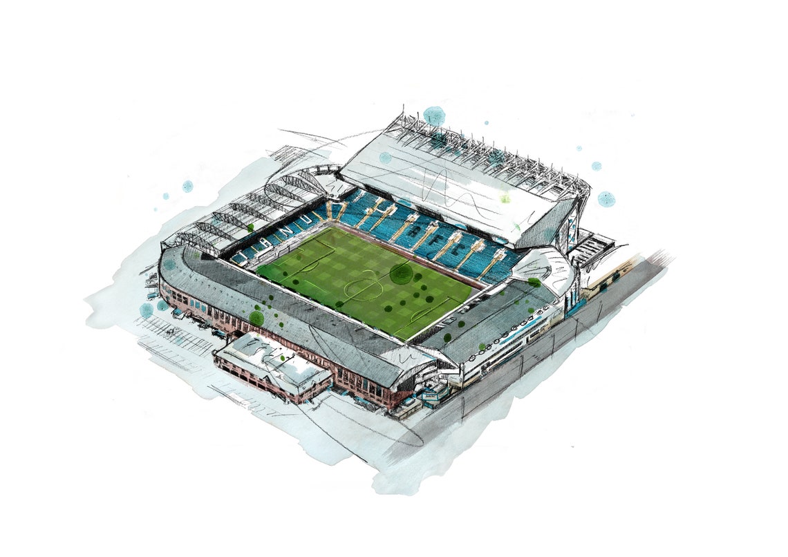 Leeds United Elland Road, Leeds United Illustration, Drawing ...