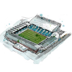 Leeds United Elland Road, Leeds United Illustration, Drawing ...