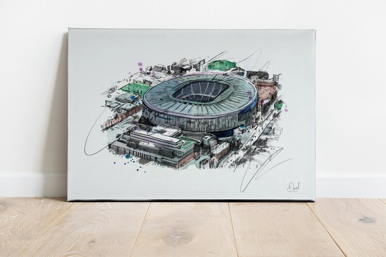 Tottenham Hotspur Stadium, Art Print, Illustration, Drawing ...