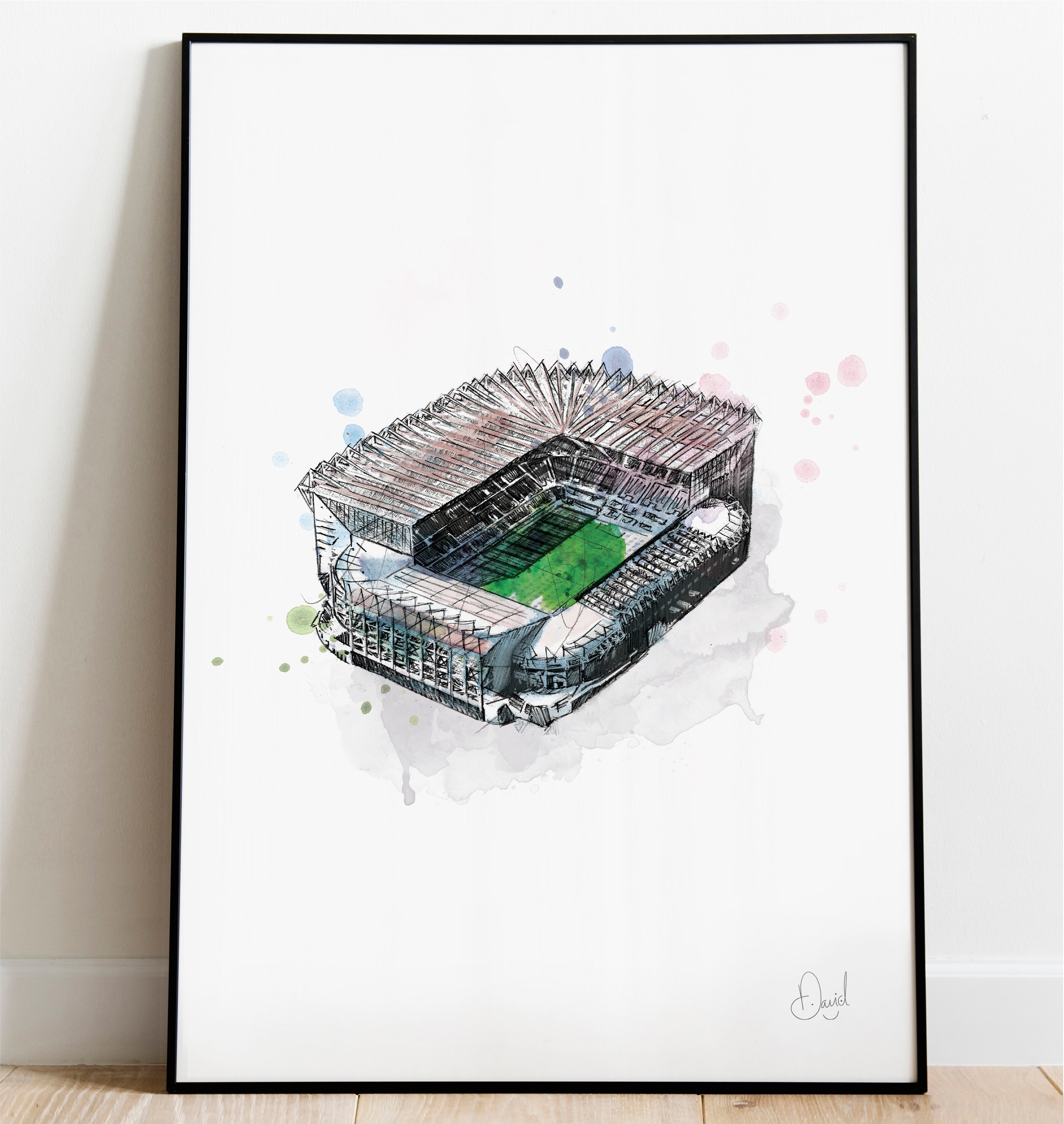 NUFC St James Park, Football Ground, Art Print, Illustration, Drawing ...