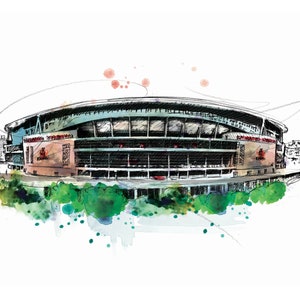Arsenal Emirates Stadium , Art Print, Illustration, Drawing ...