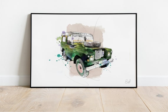 Land Rover Defender Art Print Classic Car Vintage Car | Etsy