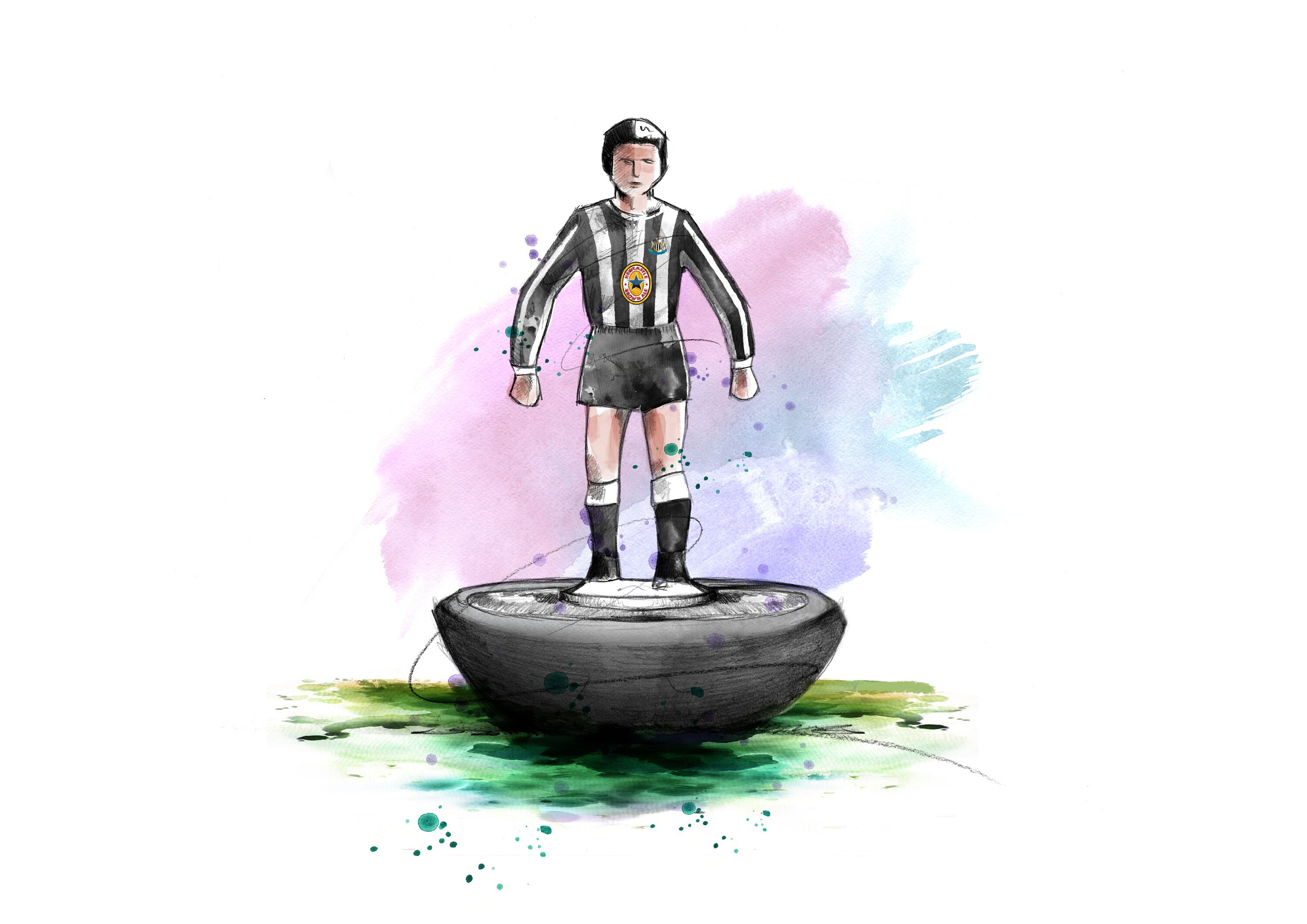 Newcastle United Subbuteo Art Print, NUFC Drawing, Newcastle ...