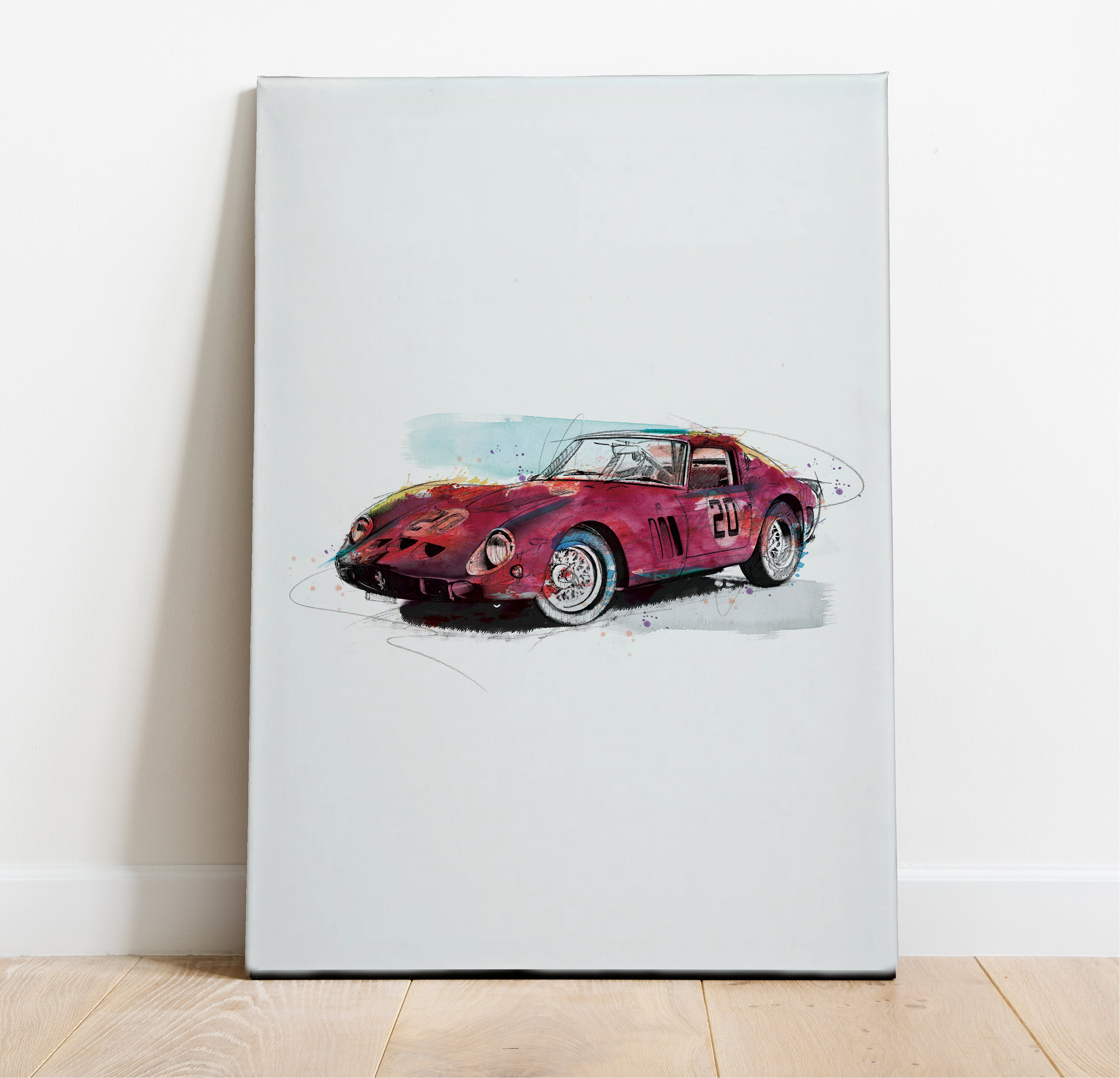 Ferrari 250 GTO Coupe Classic Car Art Print, Illustration, Drawing ...