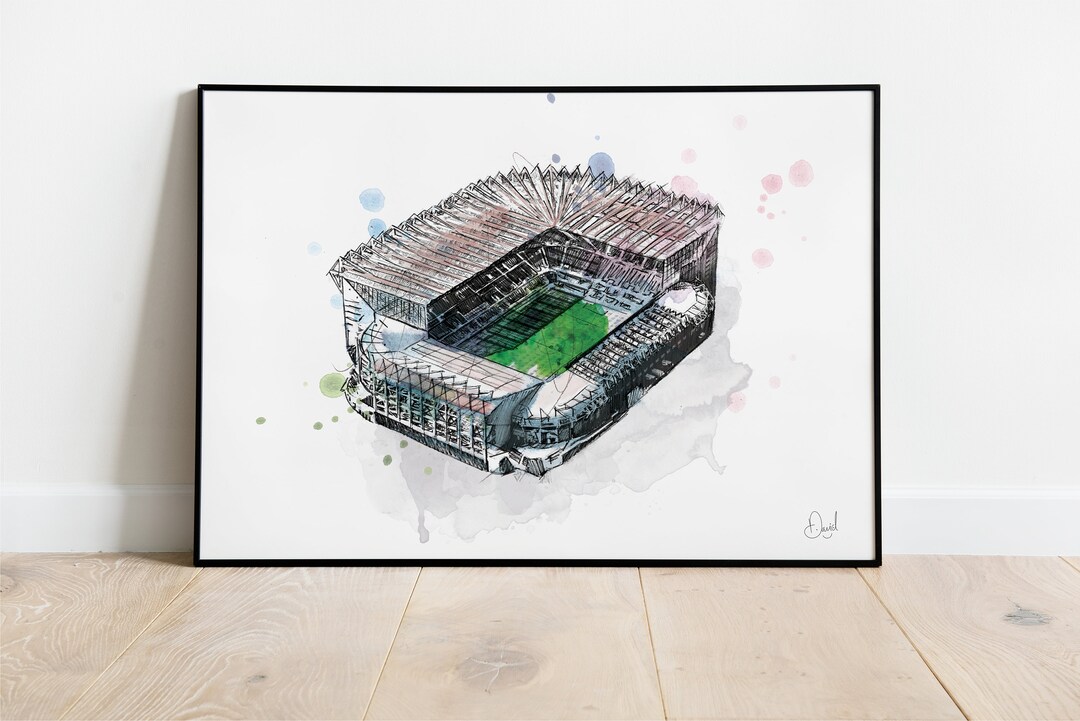 NUFC St James Park, Football Ground, Art Print, Illustration, Drawing ...