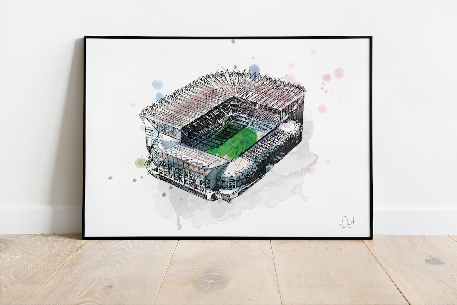 NUFC St James Park, Football Ground, Art Print, Illustration, Drawing ...