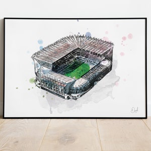 NUFC St James Park, Football Ground, Art Print, Illustration, Drawing ...