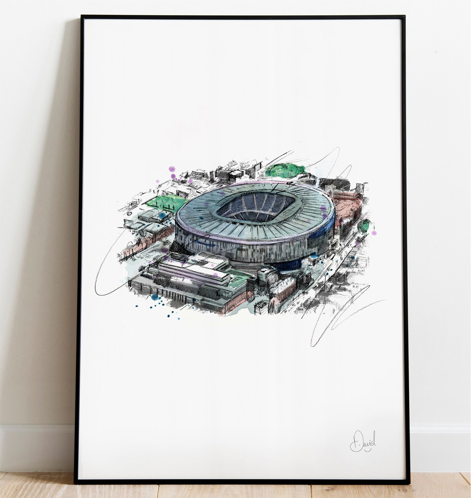 Tottenham Hotspur Stadium, Art Print, Illustration, Drawing ...