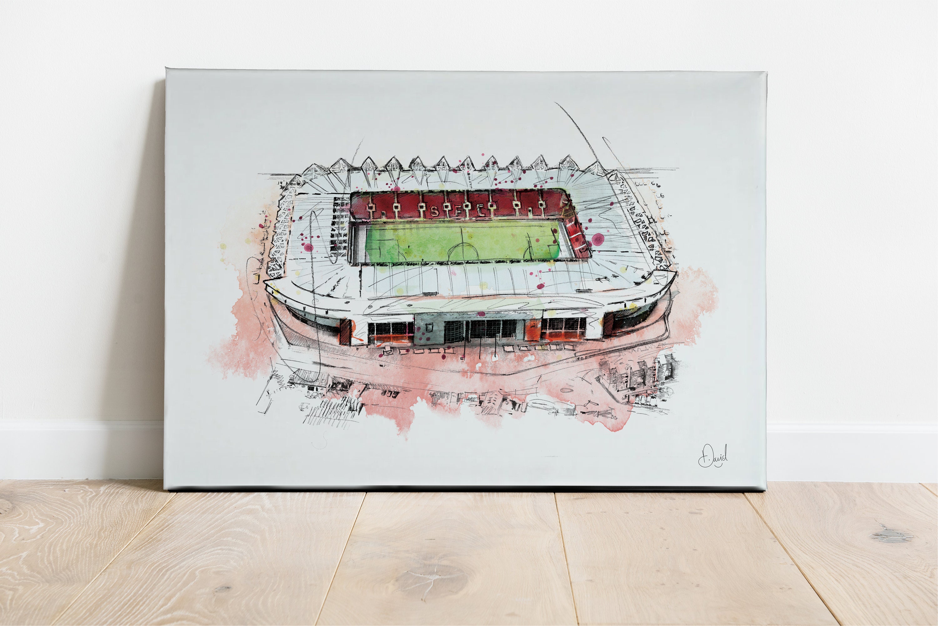 Southampton FC St Mary's Stadium, Art Print, Illustration, Drawing ...