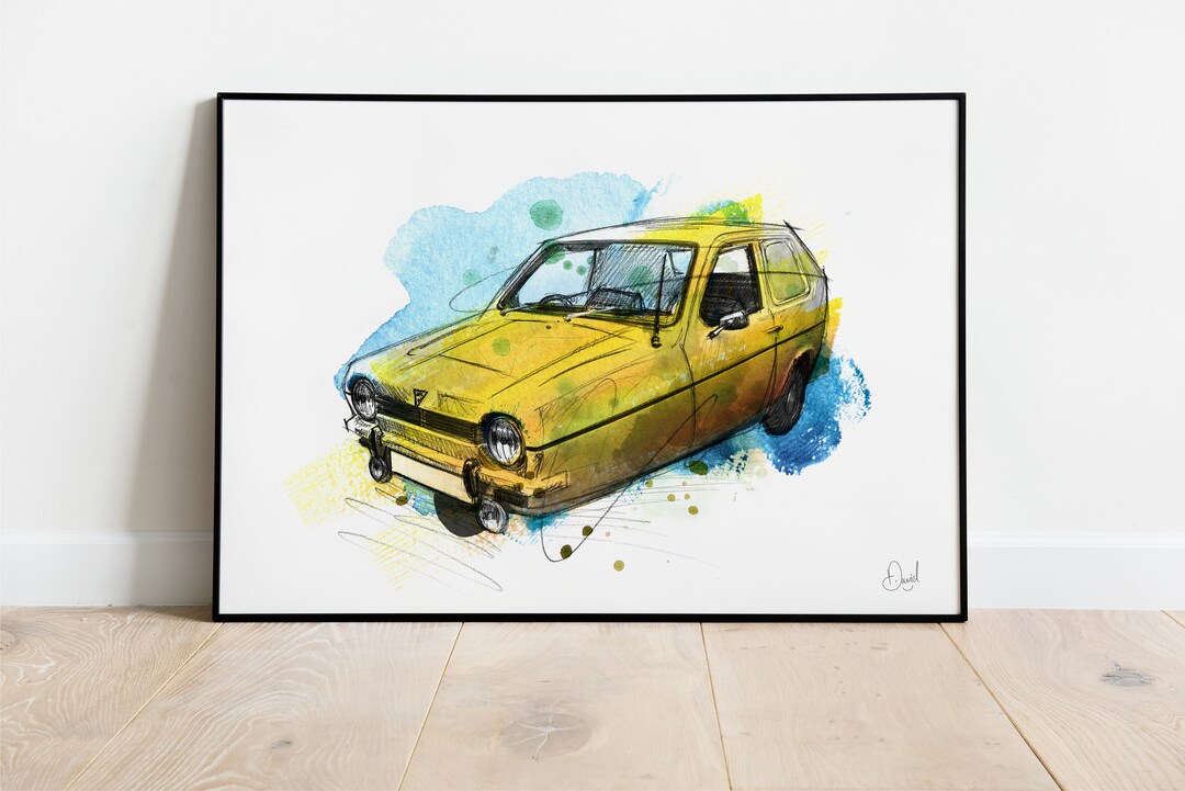 Reliant Robin Art Print, Mini Illustration, Reliant Robin Drawing ...