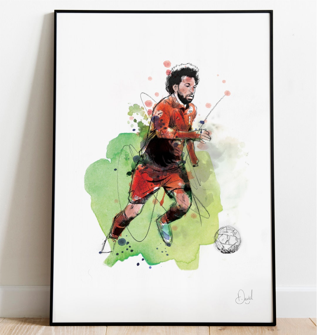 Mo Salah Art Print, Liverpool FC Drawing, Liverpool FC Illustration ...