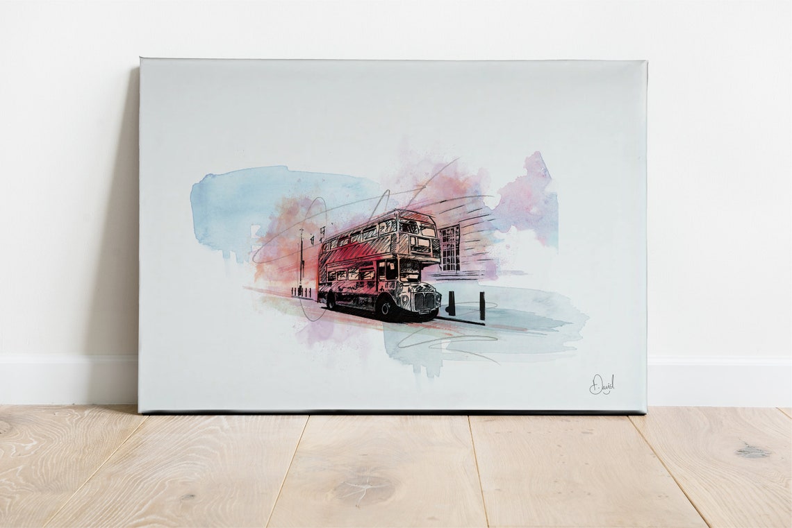 Gs London Bus Art Print, Routemaster Illustration, Bus Drawing ...