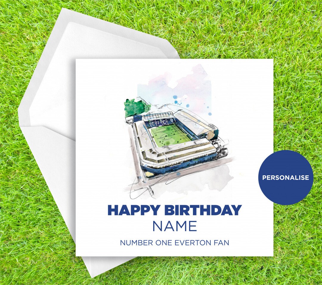 Everton Birthday Card - Goodison Park Birthday Card - Personalised Name ...
