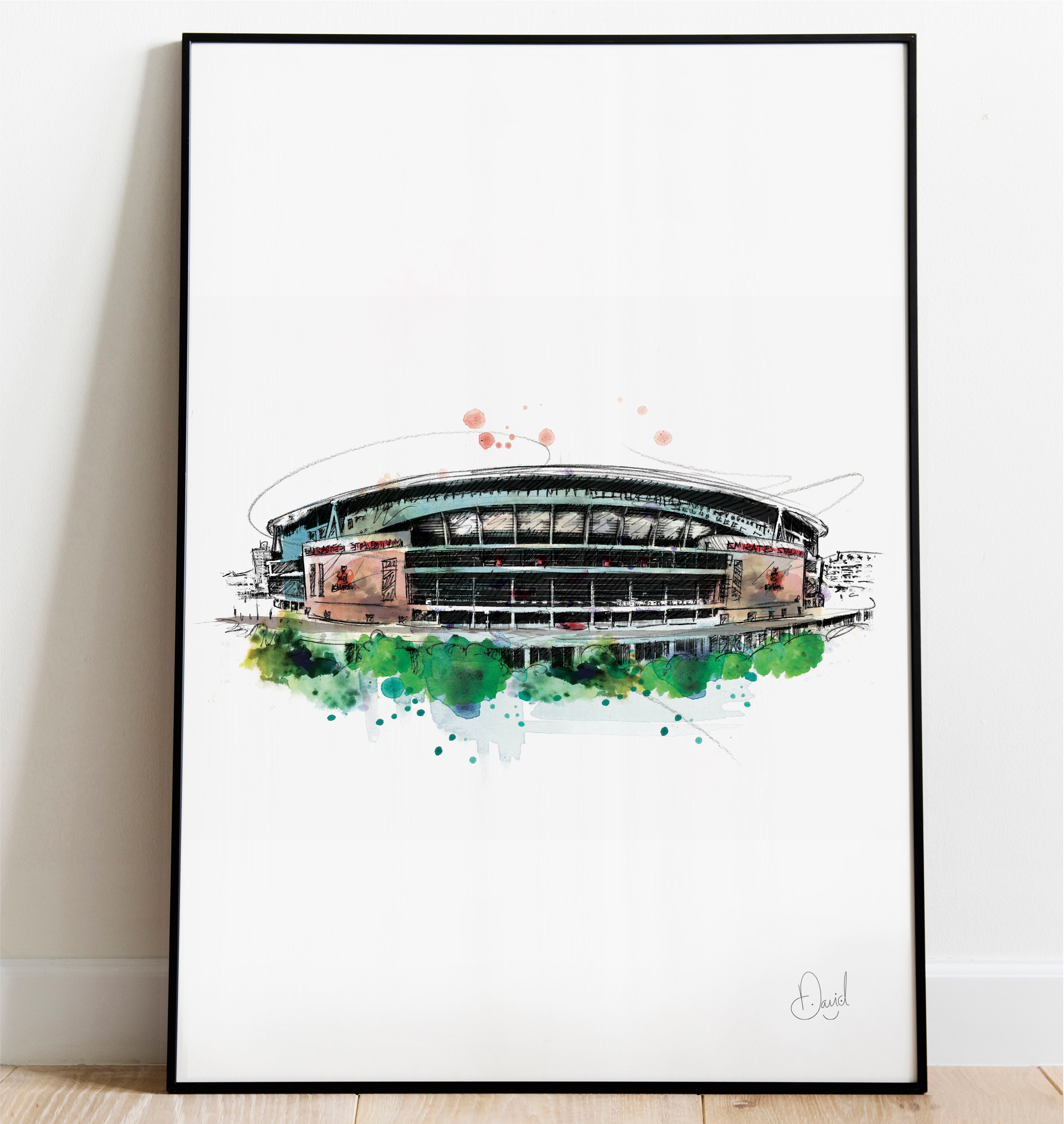 Arsenal Emirates Stadium , Art Print, Illustration, Drawing ...