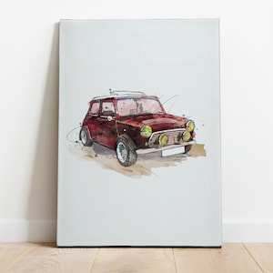 Classic Mini Cooper Art Print, Mini Illustration, Mini Drawing, Classic ...