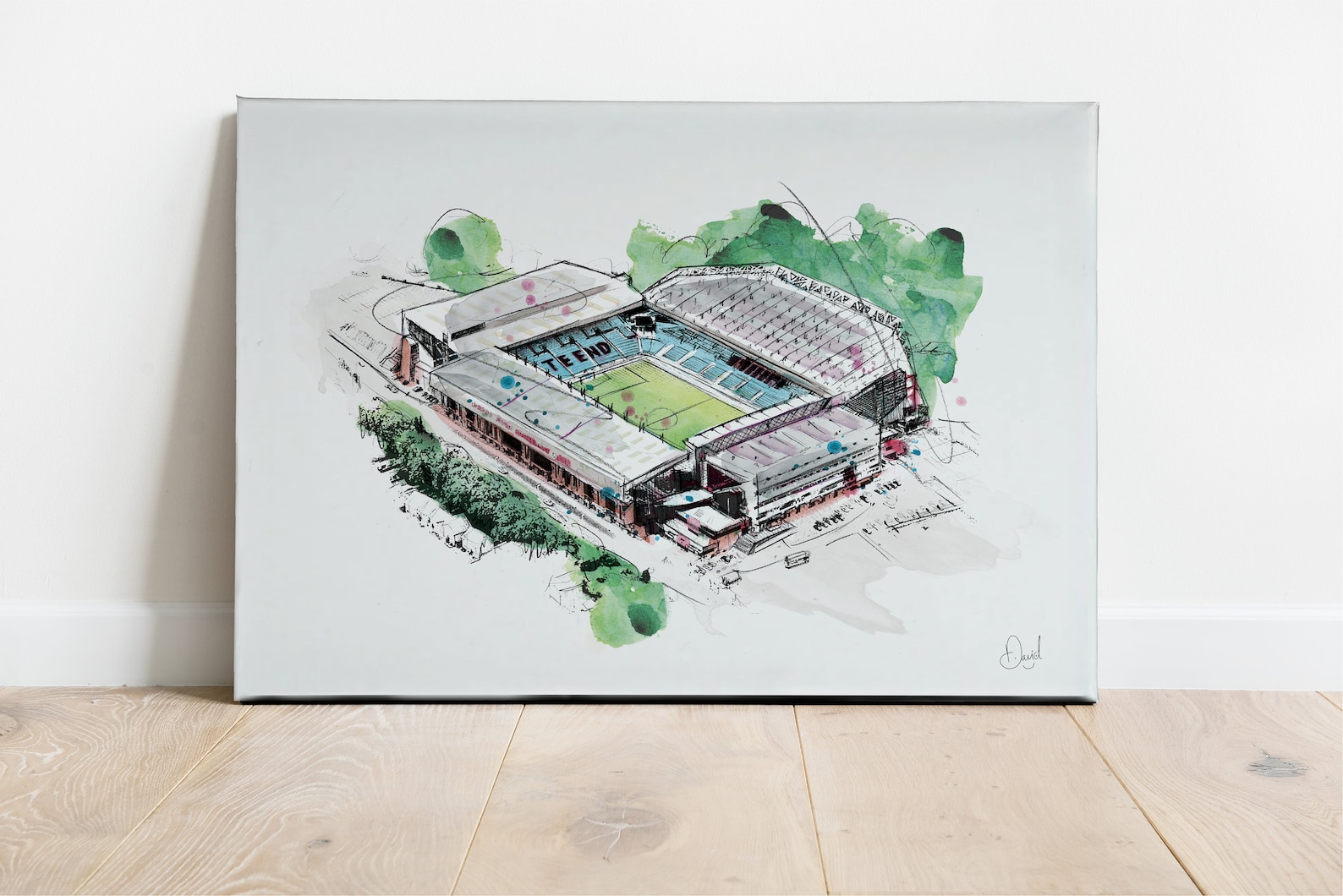 Aston Villa, Villa Park, Football Ground, Art Print, Illustration ...